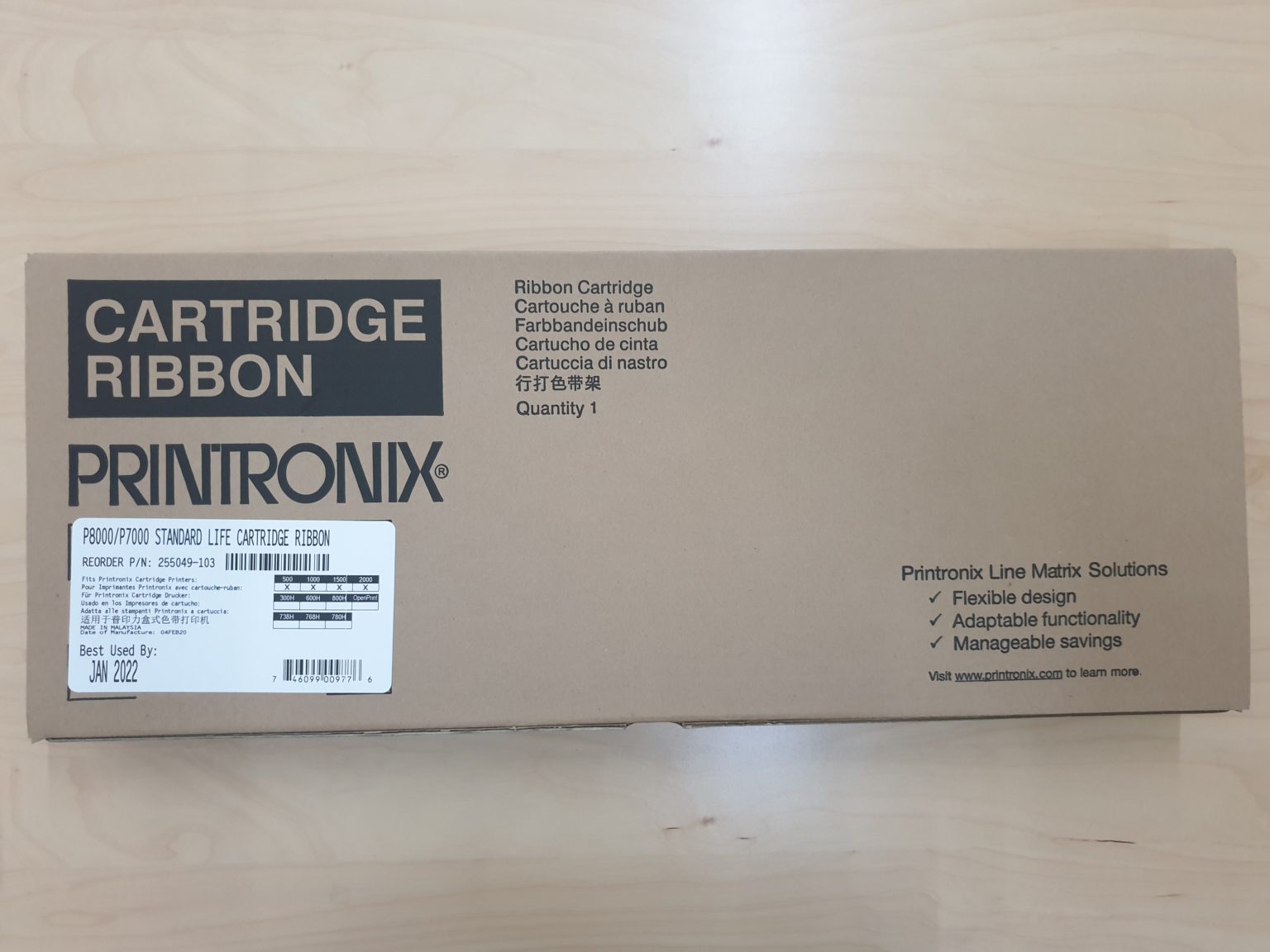 PRINTRONIX 255049-103 Standard Life Ribbon Cartridge (P7000/P8000 ...